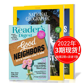 美国国家地理杂志 National Geographic 优惠打包/订购订阅 英文地理人文类期刊杂志 3本（美国国家地理3/5月+美国读者文摘5月