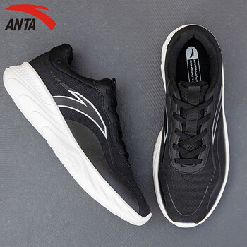 安踏（ANTA）男鞋运动鞋子男43°易弯折科技秋冬季减震轻便休闲防水皮面跑步鞋 -4黑 42【图片 价格 品牌 报价】-京东