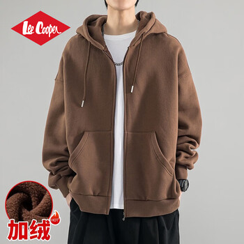 Lee Cooper开衫卫衣男款连帽春秋季美式重磅潮牌外套男情侣秋装冬季加绒上衣 3090焦糖色【加绒】 XL码【图片 价格 品牌 报价】-京东