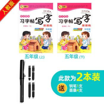 小学生一年级二年级三四年级五六上册下册临摹本人教版同步练字帖 五年级上下册2本（1钢笔4墨囊）