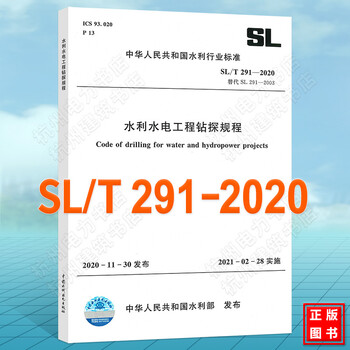 SL/T291-2020水利水电工程钻探规程 2021年水利水电新标准