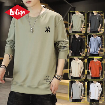 Lee Cooper卫衣男士秋季潮牌宽松圆领长袖2023新款春秋印花百搭休闲打底衫 WY8008豆绿 M码【图片 价格 品牌 报价】-京东