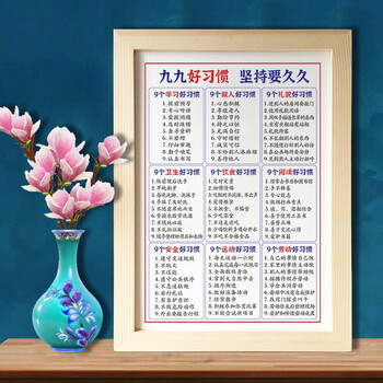 不吃学习的苦就吃生活的苦 挂画框励志用品礼品书法字画书房实木相框UTK UTK91学生学习九九好习惯 A4(可摆可挂)