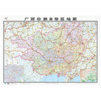 2022年新版广西地图墙贴106x76cm高清防水覆膜 卷筒发货 政区交通地形