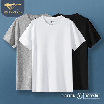 【七匹狼96374】七匹狼（SEPTWOLVES）纯棉短袖t恤男夏季薄款透气老头衫内穿打底汗衫96374 白色 3XL【行情 报价 价格 评测】-京东