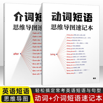 全套3本初中英语不规则变形动词短语介词短语思维导图速记本七八九年级中考总复习短语与句型初一二三英语单 动词+介词2册