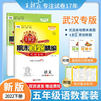 2022新版下册王朝霞期末真题精编大武汉专版王朝霞小学试卷五年级语文数学英语期中期末测评卷同步中小学教辅 五年级语文+数学2本套装