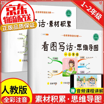一二年级看图写话书思维导图素材积累语文写作技巧入门起步大全小学生说话练习本（套装2本） 看图写话 素材积累+思维导图