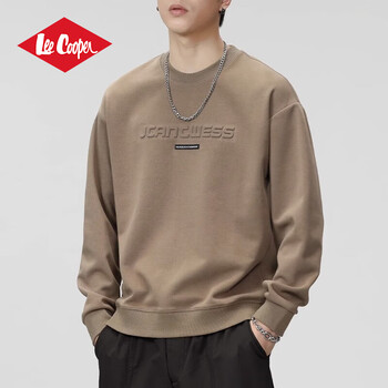 Lee Cooper圆领卫衣男2023春秋季美式重磅长袖T恤宽松大码打底衫 2310浅咖 L码【图片 价格 品牌 报价】-京东