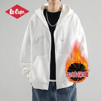 Lee Cooper开衫卫衣男春秋款美式潮牌重磅夹克男生衣服连帽情侣上衣男装潮流 3090白色加绒 L码【图片 价格 品牌 报价】-京东
