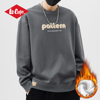 Lee Cooper卫衣男秋季新款圆领潮牌男士宽松长袖T恤男套头衫ins休闲男装上衣 深灰加绒 L码【图片 价格 品牌 报价】-京东