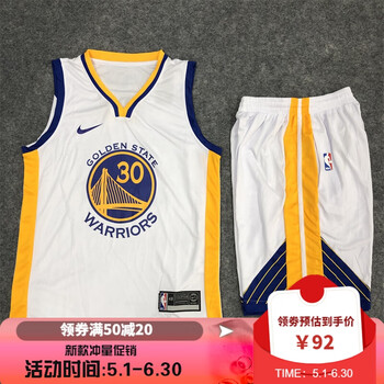 潮穿搭篮球服套装透气背心库里30号球衣真两件T恤情侣球服定制diy 白色库里30上衣+短裤 S(身高135-145cm）