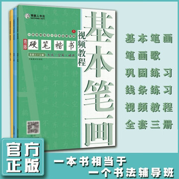 青藤人硬笔楷书视频教程 硬笔钢笔字帖 小学生楷书书法入门基础 正小楷基本笔画间架结构偏旁部首全3册