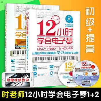 正版全套2册 12小时学会电子琴 时老师电子琴谱初学入门自学教程书 儿童成人电子琴入门弹唱谱教材书籍