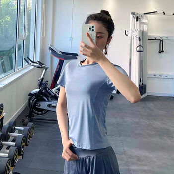 EPWO夏季运动短裤女宽松休闲防走光速干跑步健身瑜伽薄款透气外穿 天蓝上衣 XL建议131-146斤【图片 价格 品牌 报价】-京东