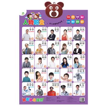 宝宝有声早教挂图幼儿童拼音发声启蒙认知识字表卡字母表墙贴益智玩具 人物职业
