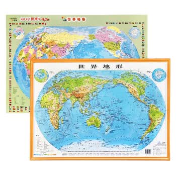 立体世界地形图+拼图套装2张 4开 世界立体地形图 世界地图拼图二合一 中国地图出版社