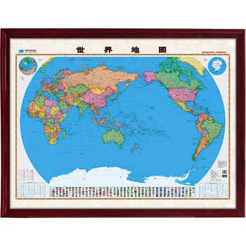 【定制边框】世界地图 办公室客厅装饰挂图 带框约170*135cm（客厅会议室推荐） 实木外框+有机
