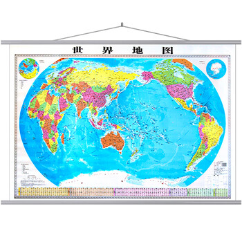世界地图挂图 大幅面约1.2米x0.8米 高清防水覆膜 办公室家用地理学习都适用