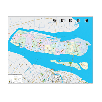 【上海同城发货】崇明区地图2020年全新版 上海市崇明区交通旅游地铁站景点地图 学校医院商厦广场分布