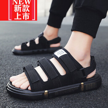 安踏男士凉鞋2022年春季新款夏季潮流青少年个性拖鞋运动外穿开车凉拖沙滩鞋 9702品质黑金 43 (标准码)