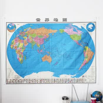 世界地图(尼龙绸版) 世界行政区划图 约1.1*0.8米 送朋友礼品收藏