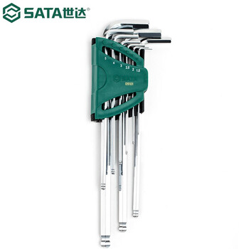【世达（SATA）09101】世达（SATA）工具9件特长球头内六角扳手组套公制内六角套装六棱螺丝刀09101 9件公制球头内六角组套 ...