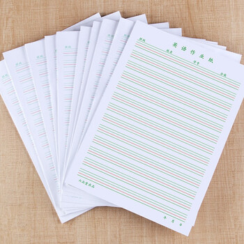六品堂英语本小学生3-6年级初中生大本子单词默写本四线三格英文作文本四线格加厚英语练习本作业本 加厚英语本5本装
