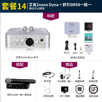 艾肯 第五代2nano dyna外置声卡网红手机快手直播录音专用电脑台式机笔记本通用抖音快手主播套 艾肯2nano+舒尔sm58一拖一声卡套装 ...