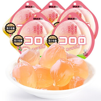 UHA悠哈果汁软糖全系列52g*5包5口味 悠哈味觉糖酷露露葡萄草莓芒果水蜜桃味水果糖qq橡皮糖零食 桃子味【5袋】【图片 价格 品牌 报价】-京东
