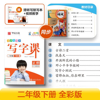 华夏万卷2022春季新版语文同步生字练字帖RJ人教版 天天练描红本 小学生同步写字课二2年级下册 刘腾之笔顺笔画字帖（共2册）