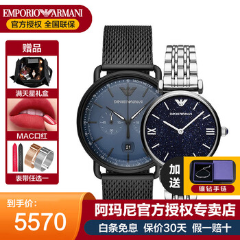 阿玛尼(Emporio Armani) 简约时尚情侣手表一对 满天星男女款 石英情侣对表 AR11201&AR11091【图片 价格 品牌 ...