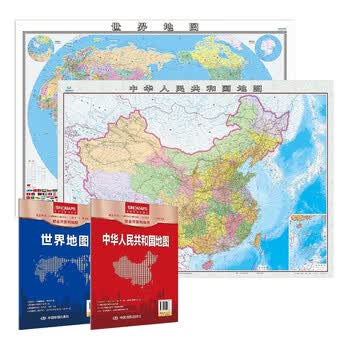 2022年新 中国世界地图套装（袋装折叠版）1.38米*0.98米