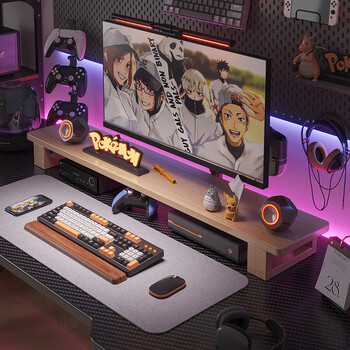 普派（Pupai）置物架显示器增高架实木电脑屏幕支架办公室桌搭垫高架 【实木】原木色100cm【图片 价格 品牌 报价】-京东