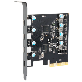 PLOIU PCIEx4四口Type-C转接卡PCIE转TypeC扩展卡10GB独立供电 PCIEx4转四口type-C【图片 价格 品牌 ...