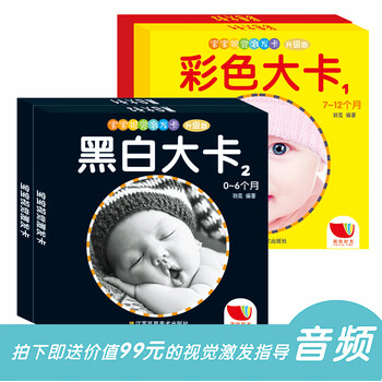 全4盒 黑白卡片婴儿早教卡视觉激发识图卡片 宝宝早教书籍 0-6个月岁新生儿启蒙翻翻看0-3岁认知书