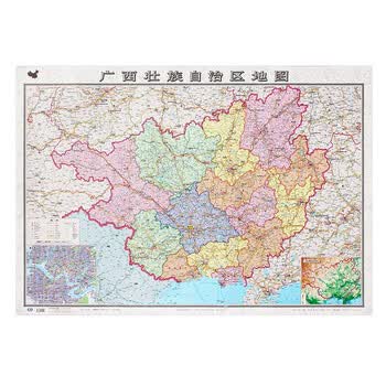 2022年 广西壮族自治区地图挂图 1.1x0.8米 高清覆膜防水 加厚版 政区交通地形家用办公室挂图 不带挂杆