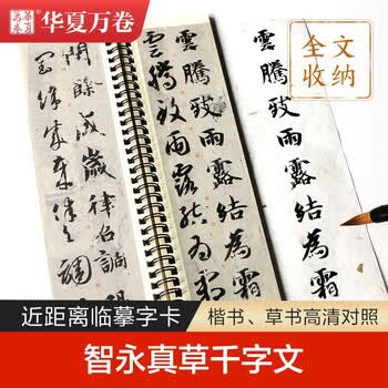 智永真草千字文 近距离临摹字卡 楷书草书对照碑帖 全文收录毛笔临帖卡 书法练字帖附简体旁注 华夏万卷
