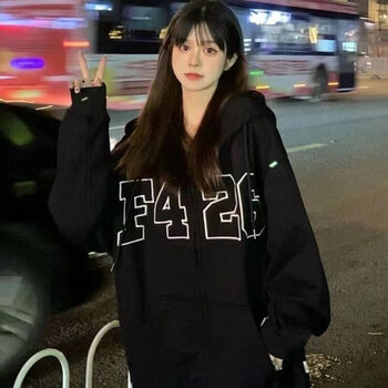 兰尼诗菲秋季新款F246情侣F426国情侣拉链四色大LOGO开衫宽松男女 黑色【薄款】 【优质面料】 M 80-100斤【图片 价格 品牌 报价】-京东