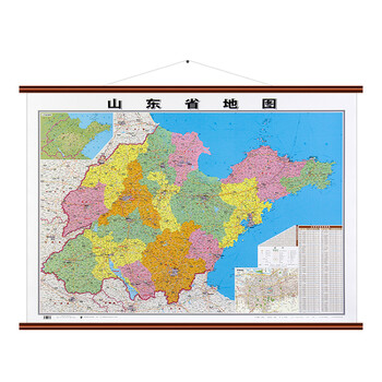 2022年山东省地图挂图1.1×0.8米山东地图 防水高档仿红木挂图 高清 家用办公商务会议室