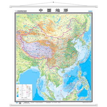 竖版中国地形图地图挂图 0.86*1.05米 国家版图系列 无拼缝 筒装无折痕 全景中国版图