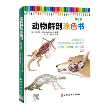 动物解剖涂色书（第2版）动物医学 动物爱好者 兽医解剖 动物结构构造身体骨骼解剖绘画书籍新书解剖涂色