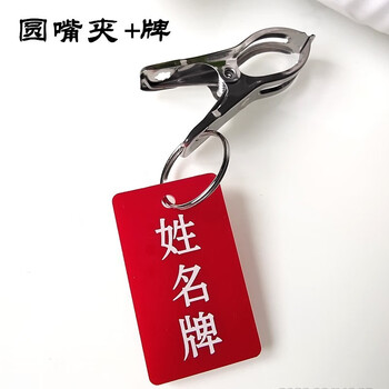 艾利图 金属姓名牌亚克力姓名牌带夹子晾衣服夹挂牌麻辣烫叫号牌钥匙号码牌定制 亚克力单面定制+钥匙圈+圆嘴夹子