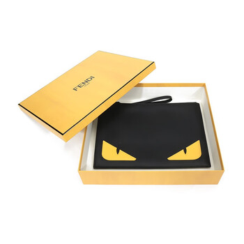 【芬迪手拿包】芬迪 FENDI 20fw秋冬款 男士皮革小怪兽手拿包黑色黄色眼睛图案 7N0110 O73 F0WAD【行情 报价 价格 评测】-京东