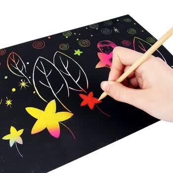 刮画纸儿童炫彩刮刮画彩色8K刮蜡画纸8开黑色小学生幼儿园8k