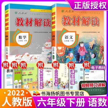 可选】小学课本同步教辅资料书全解教材解读六年级 下册语文数学2本 人教版