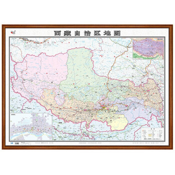 【定制边框】2022年 西藏地图 木框装裱 约1.1米*0.8米 胡桃色边框