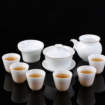 李甲栈冰玉瓷瓷盖碗茶具描金 白瓷心经杯送朋友长辈礼品生日送女友实用礼物圣诞节礼物商务定制 白瓷佛心杯天道酬勤