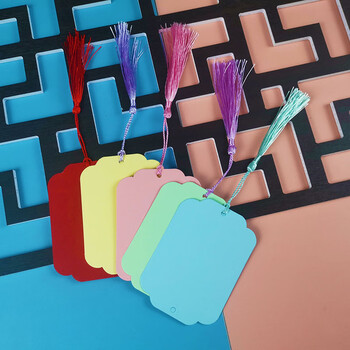 彩色空白书签纸质diy材料学生手工制作幼儿园儿童手绘创意小礼物 5色方灯笼30张加彩色流苏
