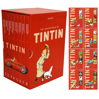 丁丁历险记 英文原版The Tintin Collection 1-8 8册精装礼盒收藏版 儿童冒险漫画小说 青少年课外读物 红色 儿童英文词典
